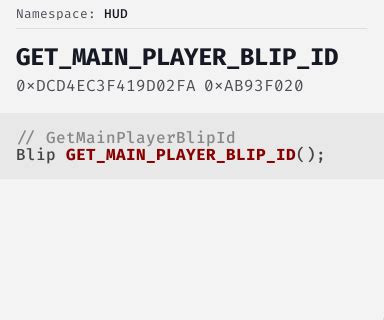 GetMainPlayerBlipId FiveM Natives Cfx Re Docs