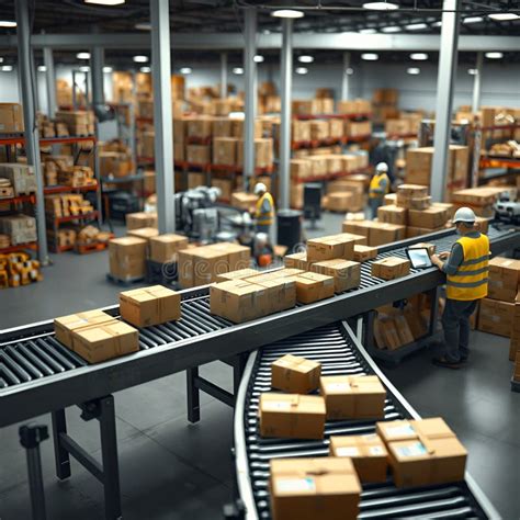 Automated Warehouse Logistics And Parcel Distribution Center Stock Illustration Illustration