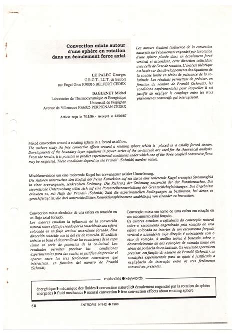 Pdf Laminar Three Dimensional Mixed Convection About A Rotating