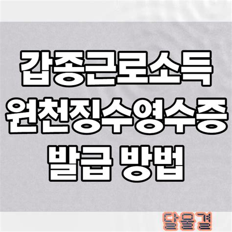 갑종근로소득 원천징수영수증 발급 방법 네이버 블로그