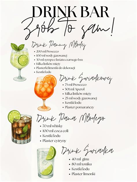 🍸 Plakat Drink Bar Zrób To Sam A4 300g 🥂