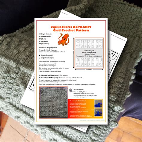 Easy Crochet Alphabet And Numbers Grid Crochet Pdf Pattern Etsy