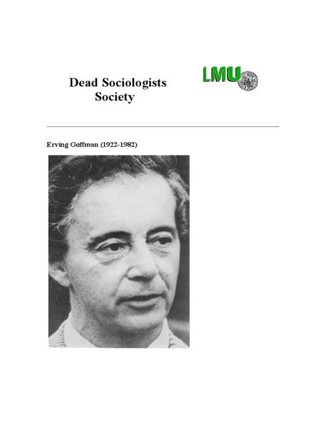 Erving Goffman A Symbolic Interactionist Helle Pdf Sociology Sociological Theories