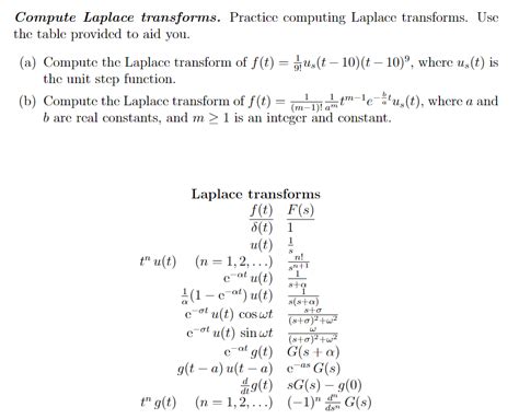solved compute laplace transforms practice computing