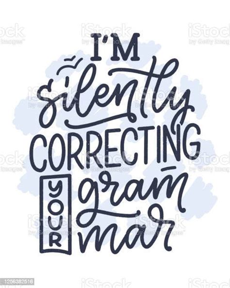 문법에 대한 손으로 그린 글자 작곡으로 설정합니다 재미있는 슬로건 고립 된 서예 따옴표 책 표지 엽서 티셔츠 프린트 또는 포스터에 대한 훌륭한 디자인 벡터 교육 과목에 대한