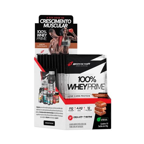 100 Whey Prime 10 Sachês 30g Chocolate Bodyaction Otimanutri
