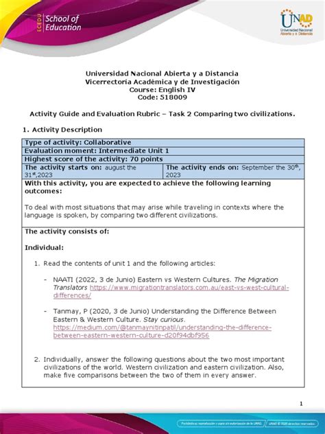 Activities Guide And Evaluation Rubric Unit 1 Task 2 Comparing Two Civilizations Pdf