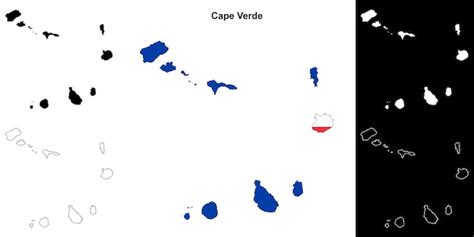 Cape Verde Blank Outline Map Set Premium Vector