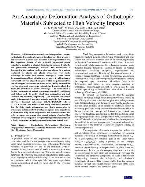 Pdf An Anisotropic Deformation Analysis Of Orthotropic Materials