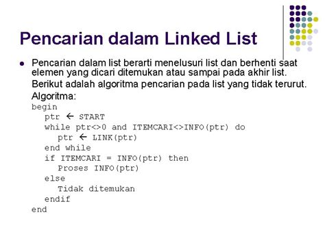 Struktur Data Linked List Pertemuan 7 Linear List