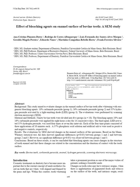 Effectofbleachingagentsonenamelsurfaceofbo Pdf Tooth Enamel