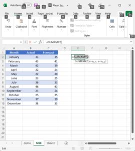 Ways To Calculate Mean Squared Error Best Excel Tutorial