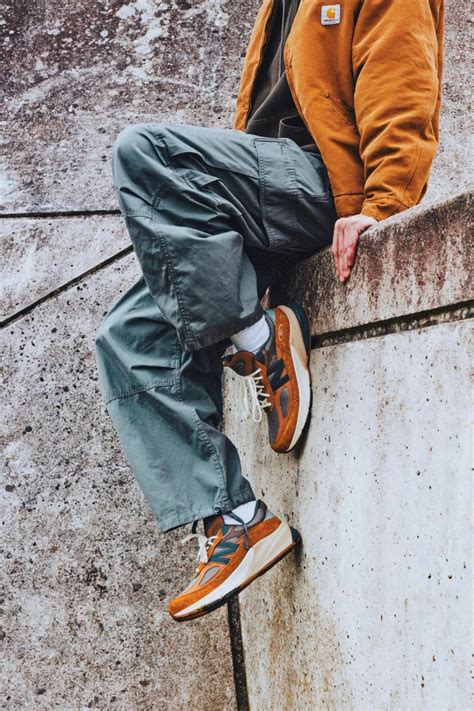 carhartt wip and new balance s 990v6 shoe wears a workwear colorway