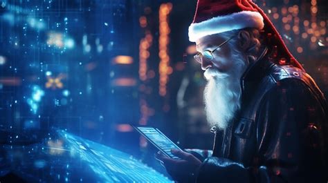 Premium Ai Image Santa Claus Cyber Tech Christmas