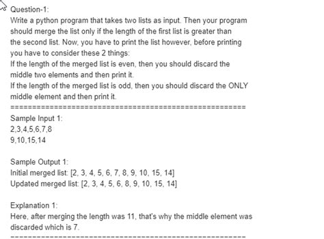 Solved Question 1 Write A Python Program That Takes Two