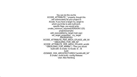 Cmake Universal Binary Arch Depending Compile Options Youtube