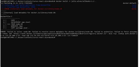 Erro Na Tentativa De Executar O Comando Docker Build T Julio Alves Allbooks 1 1 Devops
