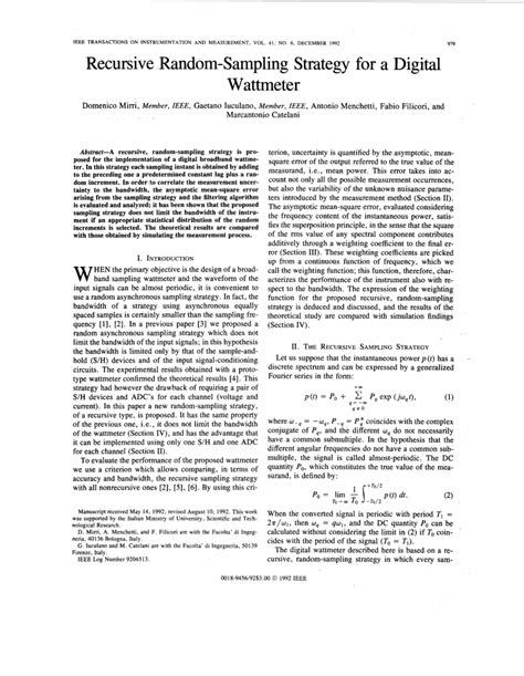 Pdf Recursive Random Sampling Strategy For A Digital Wattmeter