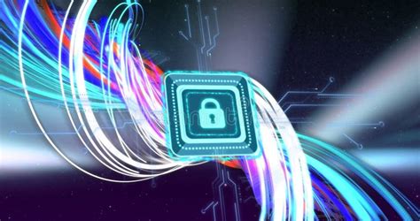 Image Of Icon With Digital Padlock And Circuit Board Over Network Of