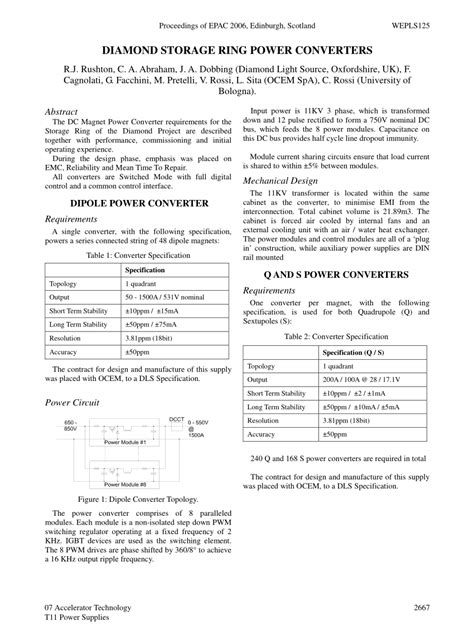 Pdf Diamond Storage Ring Power Converters