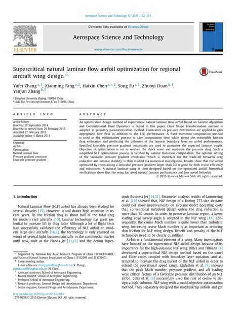 Pdf Supercritical Natural Laminar Flow Airfoil Optimization For Regional Aircraft Wing Design