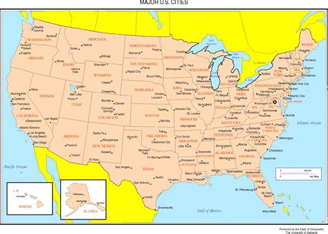 Us Map With Cities Printable Usa Cities Map Labeled Us Interstate
