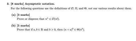 Solved Marks Asymptotic Notation For The Following Chegg