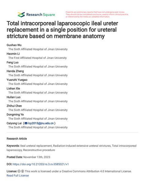 Pdf Total Intracorporeal Laparoscopic Ileal Ureter Replacement In A Single Position For