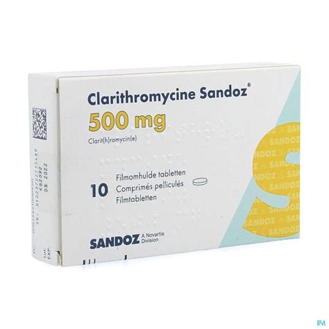 Clarithromycine Sandoz 500mg Comp Pell 10