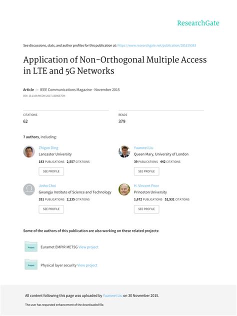 Application Of Non Orthogonal Multiple Access Pdf Mimo Cognitive Radio