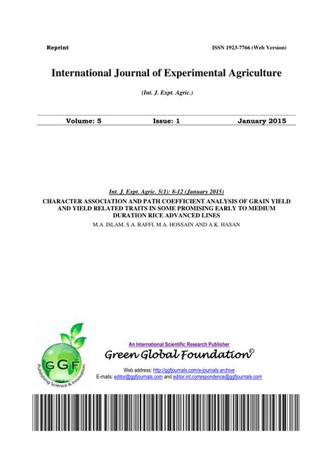 Pdf Character Association And Path Coefficient Analysis Of Grain