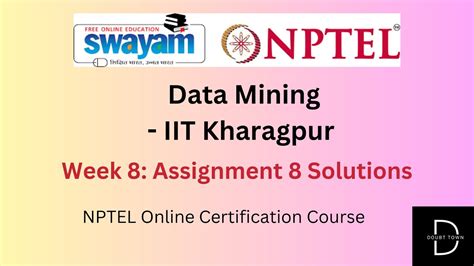 data mining week 8 assignment answers jan 2024 nptel youtube