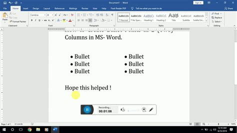 create 2 two columns bullet points in ms word youtube