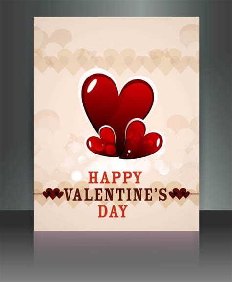 발렌타인 데이 카드 심장 반사 브로셔 템플릿 배경 벡터 일러스트 레이 션 Eps Ai Uidownload