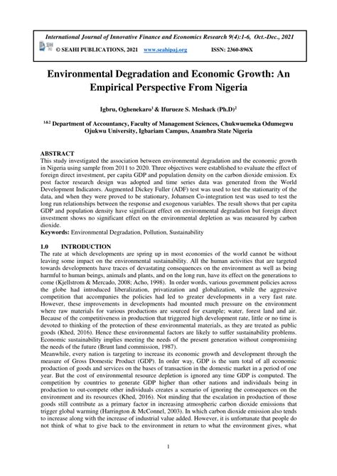 Pdf Environmental Degradation And Economic Growth An Empirical