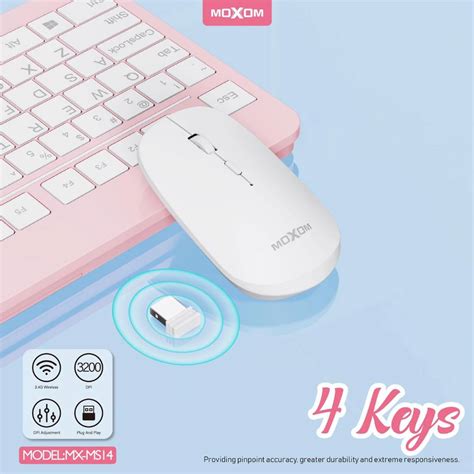 Moxom Mx Ms14 3200dpi Wireless Mouse 4 Keys 2 4 Ghz Wireless Connection 3200 Dpi Optical