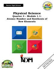 Atomic Number And Synthesis Of New Elements Pdf Physical Science Quarter Module