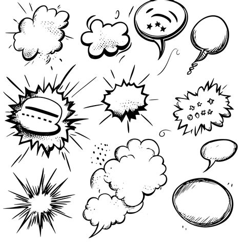 HandDrawn Comic Speech Bubbles and Explosions Set | Premium AI-generated vector