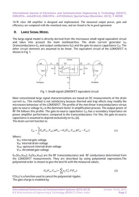 An Empirical Large Signal Model For Rf Ldmosfet Transistors Pdf