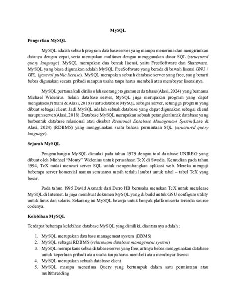 Pdf Mengenal Database Dengan Mysql