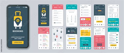 Booking Mobile App Screens Set For Web Templates Pack Of Login Online