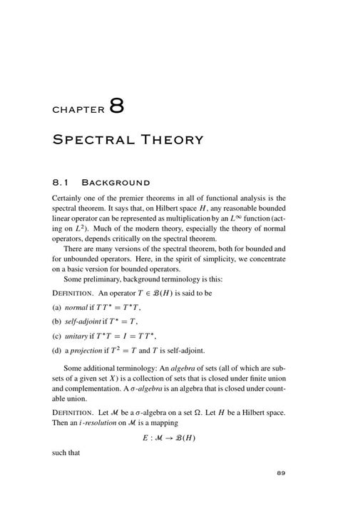 Spectral Theory Chapter 8 A Guide To Functional Analysis