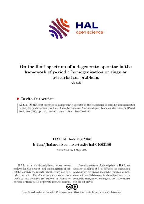 Pdf On The Limit Spectrum Of A Degenerate Operator In The Framework