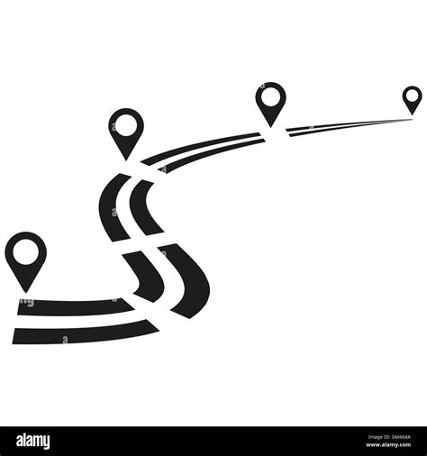 Winding Road Path Location Pin Icon Vector Map Journey Navigation