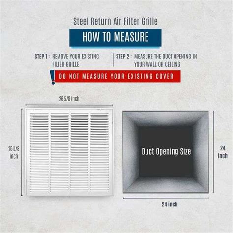 24w X 24h Duct Opening Measurements Steel Return Air Filter Grille