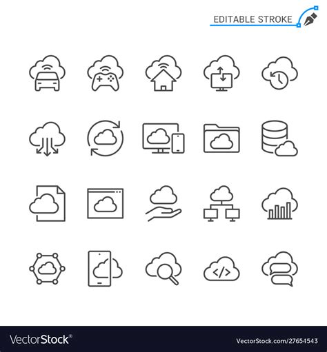Cloud Computing Line Icons Editable Stroke Vector Image
