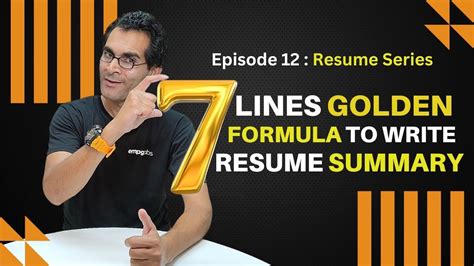 7 Lines Golden Formula To Write Resume Summary YouTube
