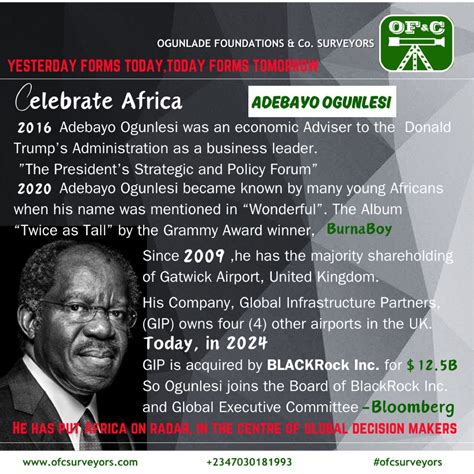 Ogunlade Foundations And Co Surveyors On Linkedin Adebayo Ogunlesi Of