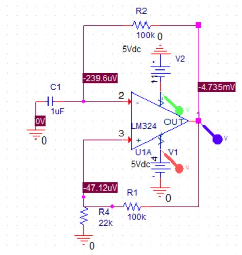 Operational Amplifier Why Is The Output Of This LM324 Op Circuit 0V Orcad Pspice Question