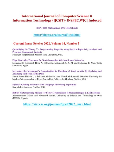 International Journal Of Computer Science And Information Technology